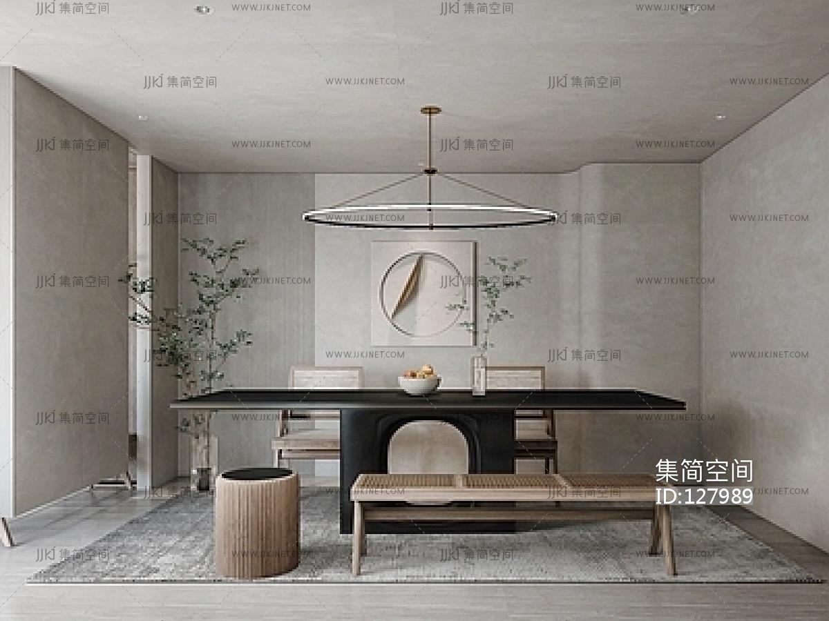 现代侘寂风格餐厅su草图模型下载 【集简空间】「每日更新」