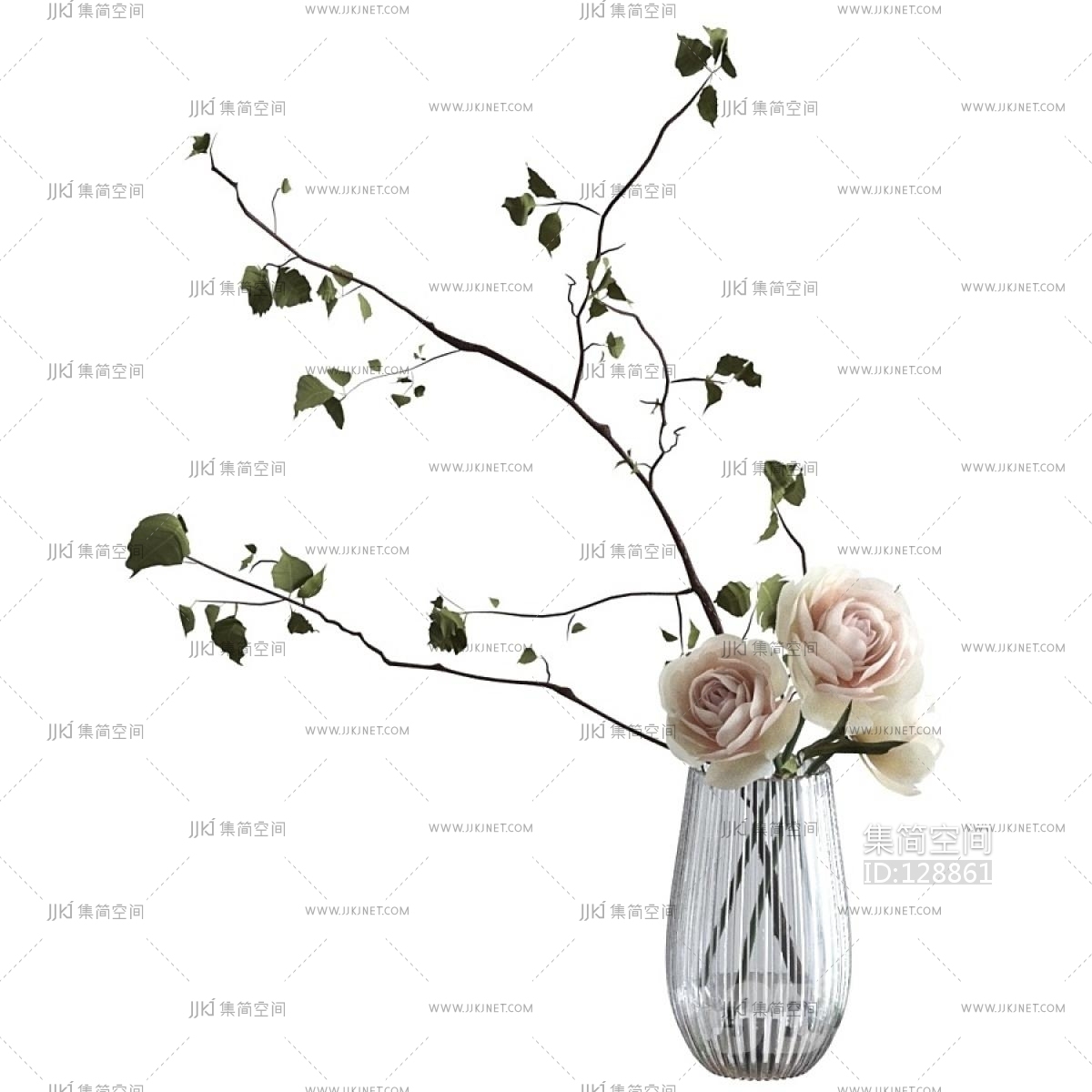 牡丹花束花瓶花艺3d模型下载 【集简空间】「每日更新」