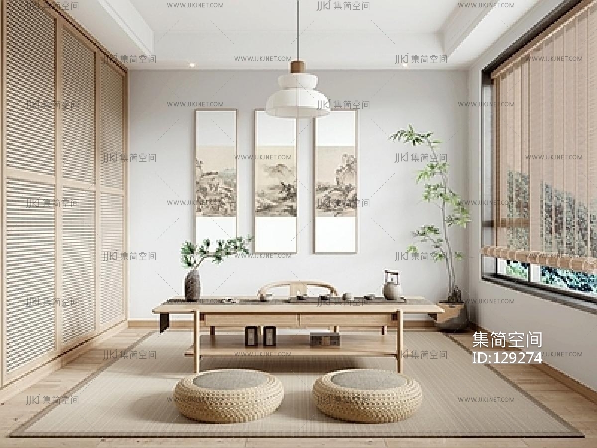 日式茶室su草图模型下载 【集简空间】「每日更新」