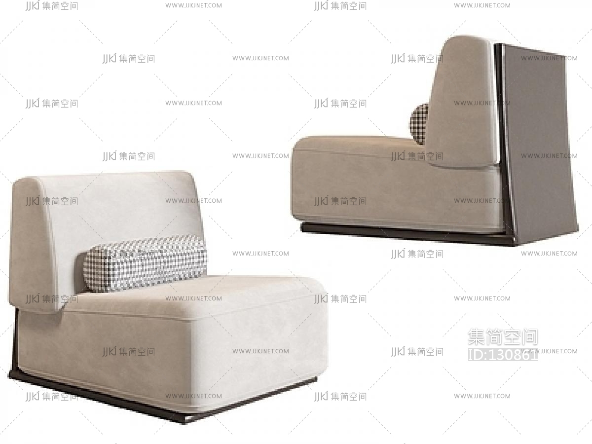 Poliform现代单人沙发su模型su草图模型下载 【集简空间】「每日更新」