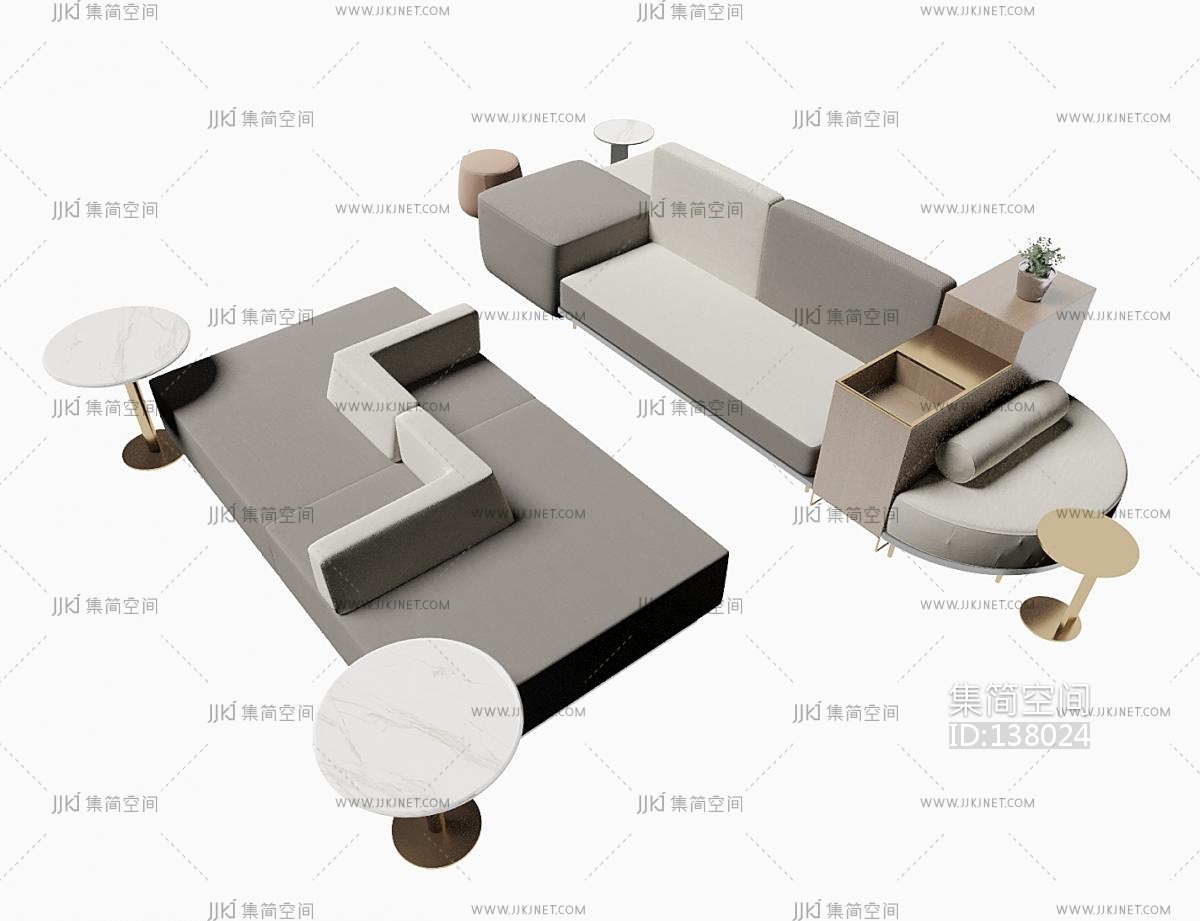 现代卡座沙发公共座椅,沙发区su模型下载su草图模型下载 【集简空间】「每日更新」