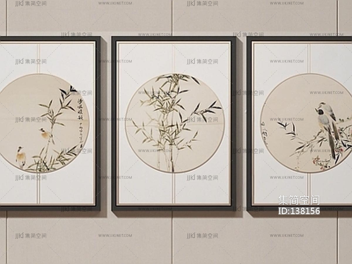新中式装饰挂画su模型 1su草图模型下载 【集简空间】「每日更新」