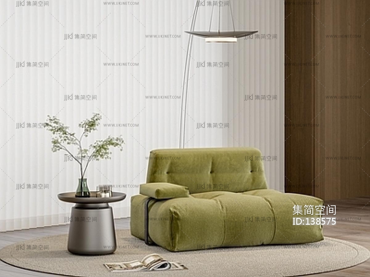 现代单人沙发su模型su草图模型下载 【集简空间】「每日更新」