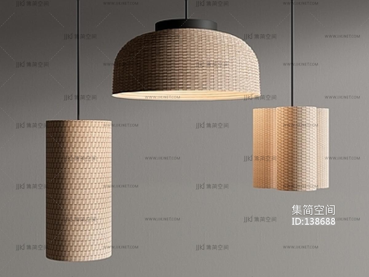 侘寂藤编吊灯su模型su草图模型下载 【集简空间】「每日更新」