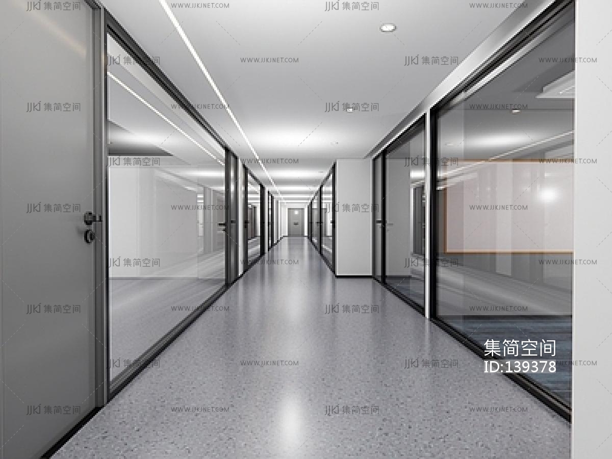 现代公司过道走廊su模型su草图模型下载 【集简空间】「每日更新」