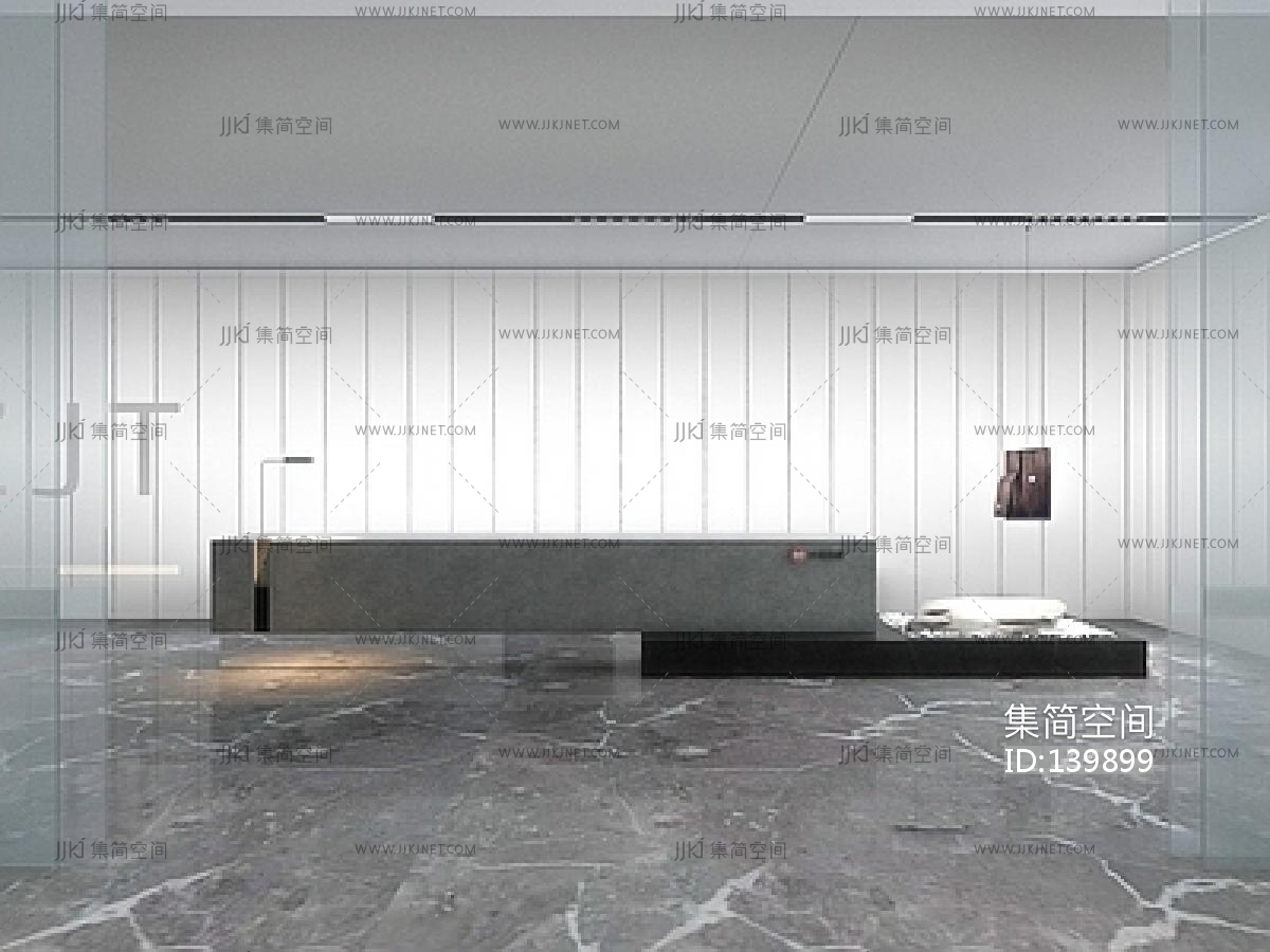现代公司办公室前台,服务台su模型su草图模型下载 【集简空间】「每日更新」