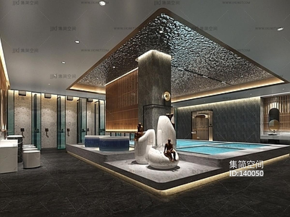 现代美容会所,洗浴中心su模型su草图模型下载 【集简空间】「每日更新」