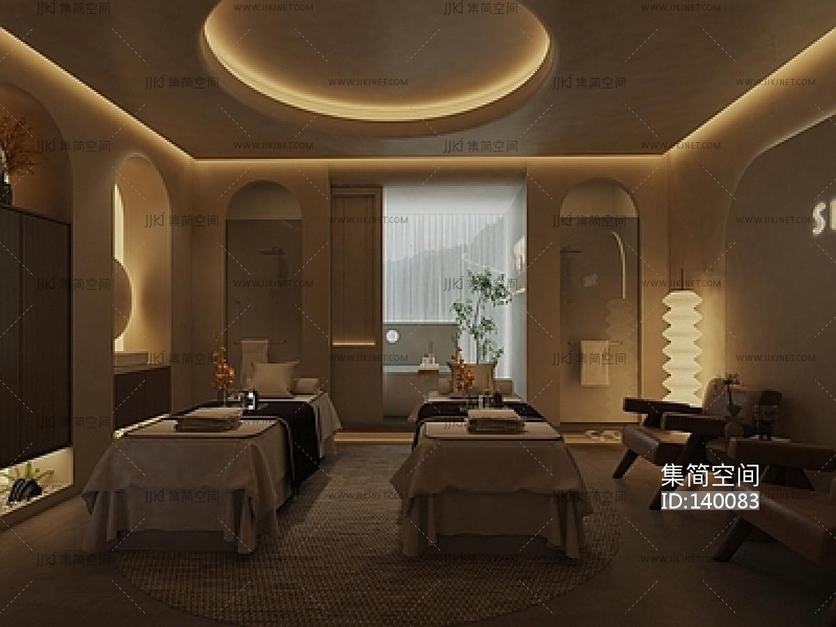 侘寂风格会所,美容院包间su模型su草图模型下载 【集简空间】「每日更新」
