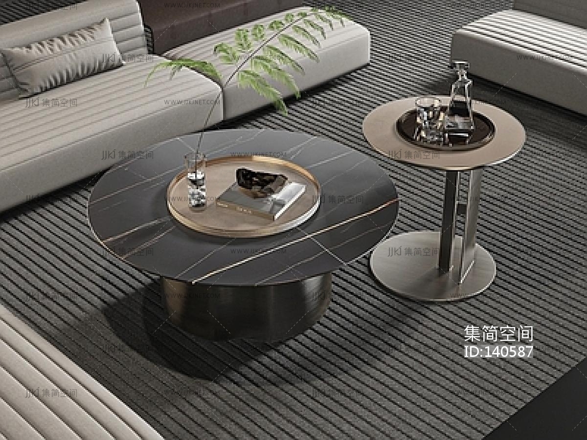 现代茶几，圆形茶几摆件3d模型3d模型下载 【集简空间】「每日更新」