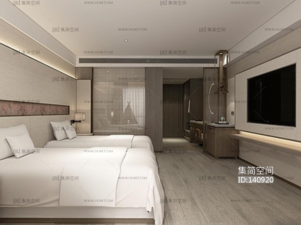 新中式酒店客房su模型su草图模型下载 【集简空间】「每日更新」