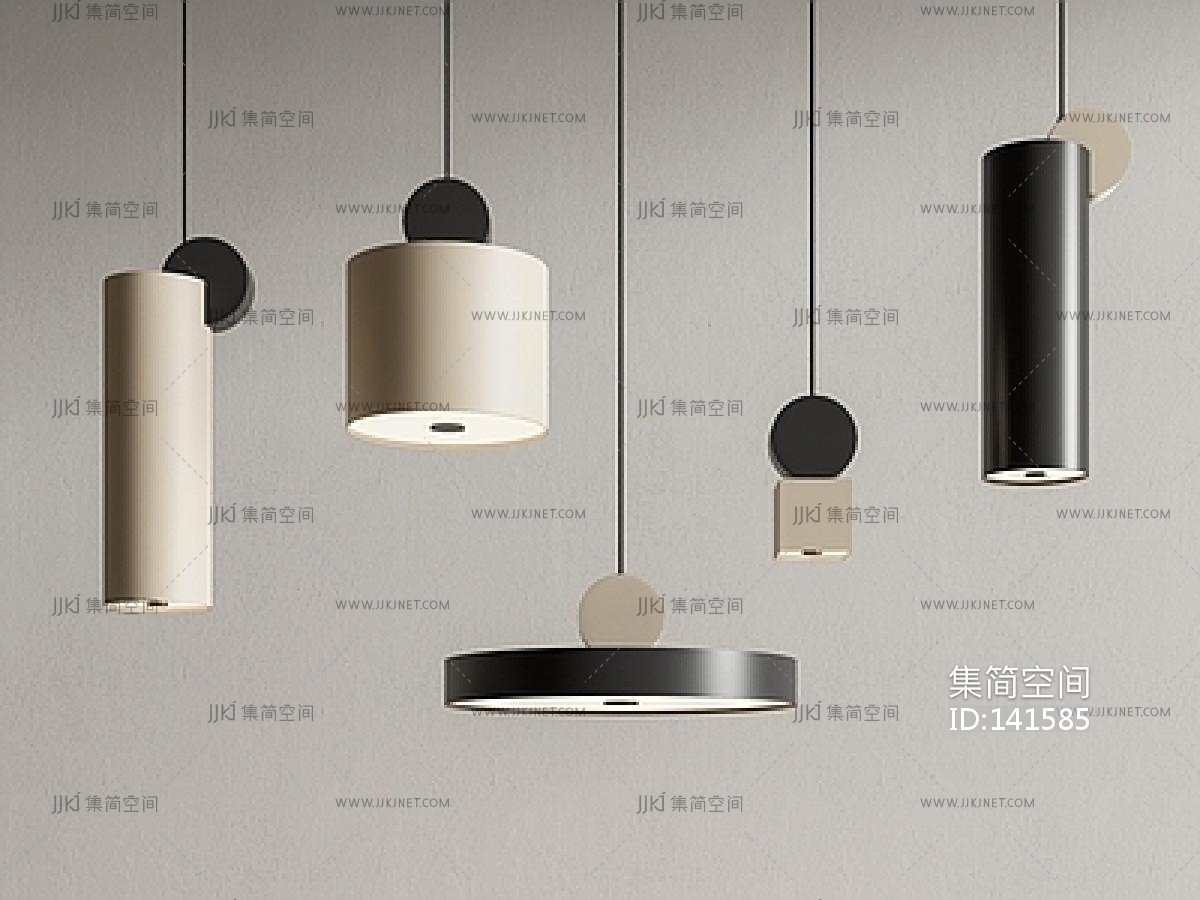现代小吊灯组合su模型su草图模型下载 【集简空间】「每日更新」