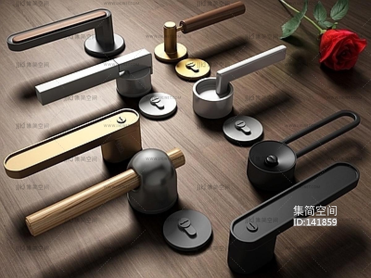 现代五金门把手组合su模型su草图模型下载 【集简空间】「每日更新」