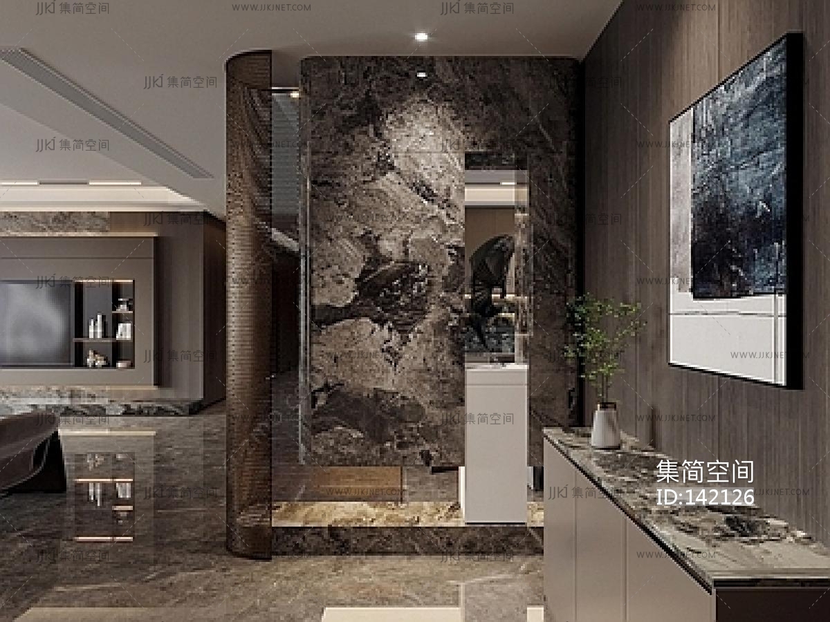 现代轻奢玄关su模型su草图模型下载 【集简空间】「每日更新」