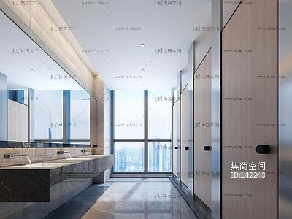现代公共卫生间au模型su草图模型下载 【集简空间】「每日更新」