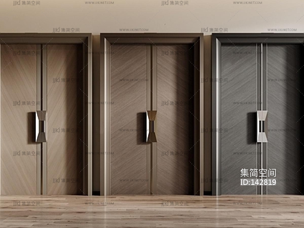 现代双开门入户门su模型su草图模型下载 【集简空间】「每日更新」