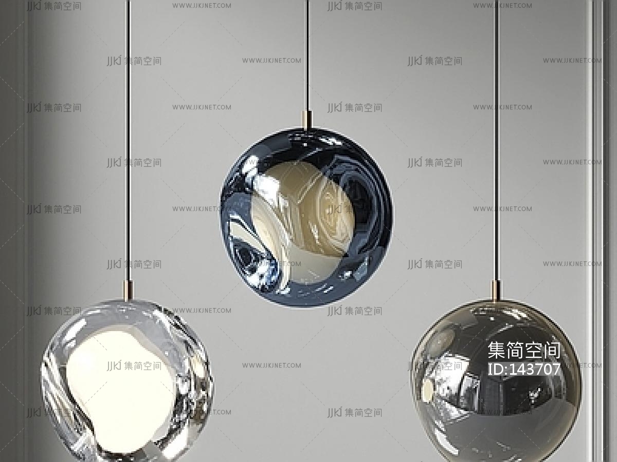 现代球形玻璃小吊灯 Su草图模型下载 【集简空间】「每日更新」