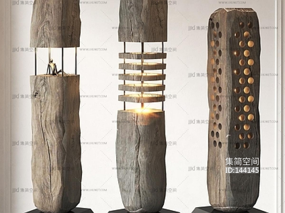侘寂风落地灯组合su模型su草图模型下载 【集简空间】「每日更新」
