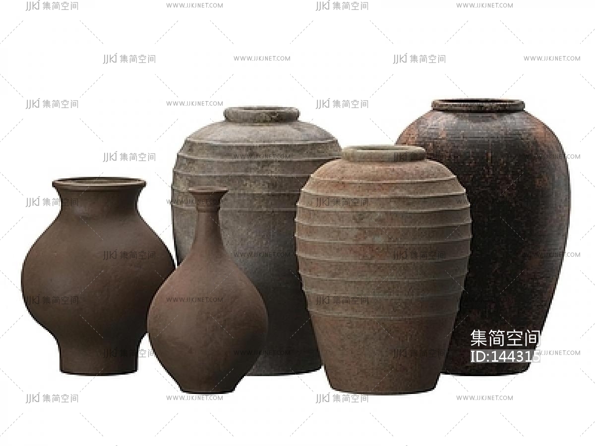 侘寂风陶罐组合su模型su草图模型下载 【集简空间】「每日更新」