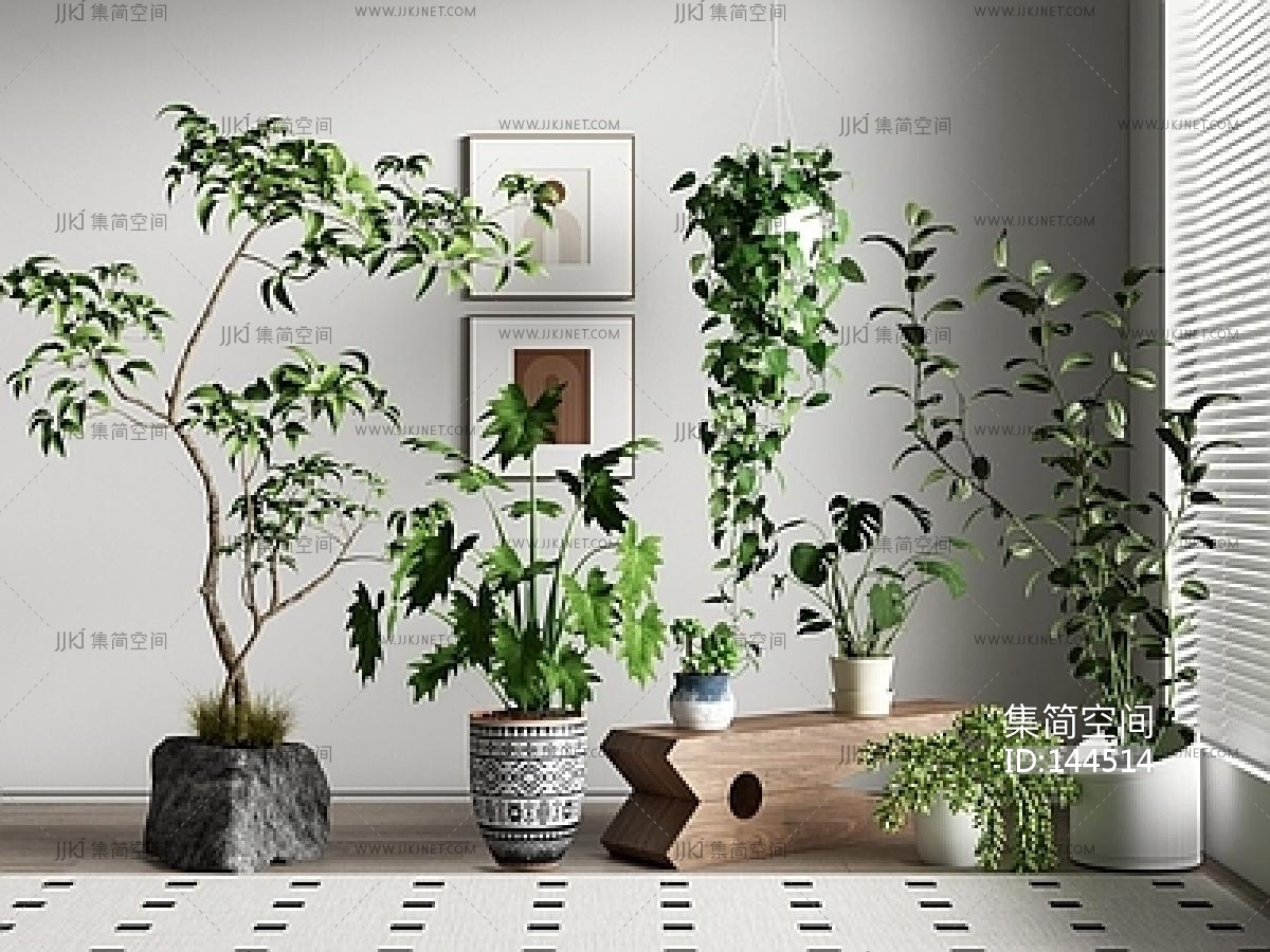 绿植盆栽植物组合su模型su草图模型下载 【集简空间】「每日更新」