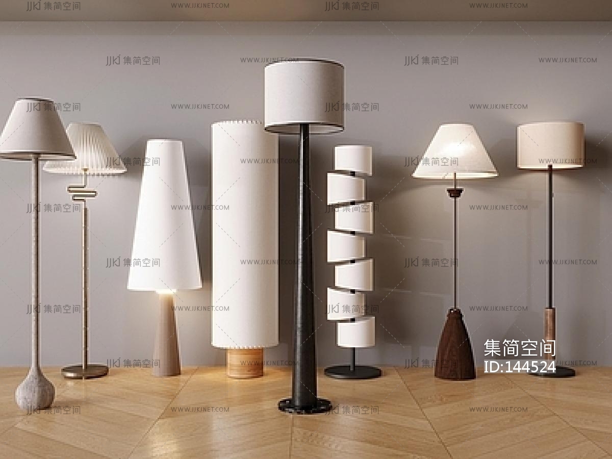 侘寂中古风落地灯组合su模型su草图模型下载 【集简空间】「每日更新」