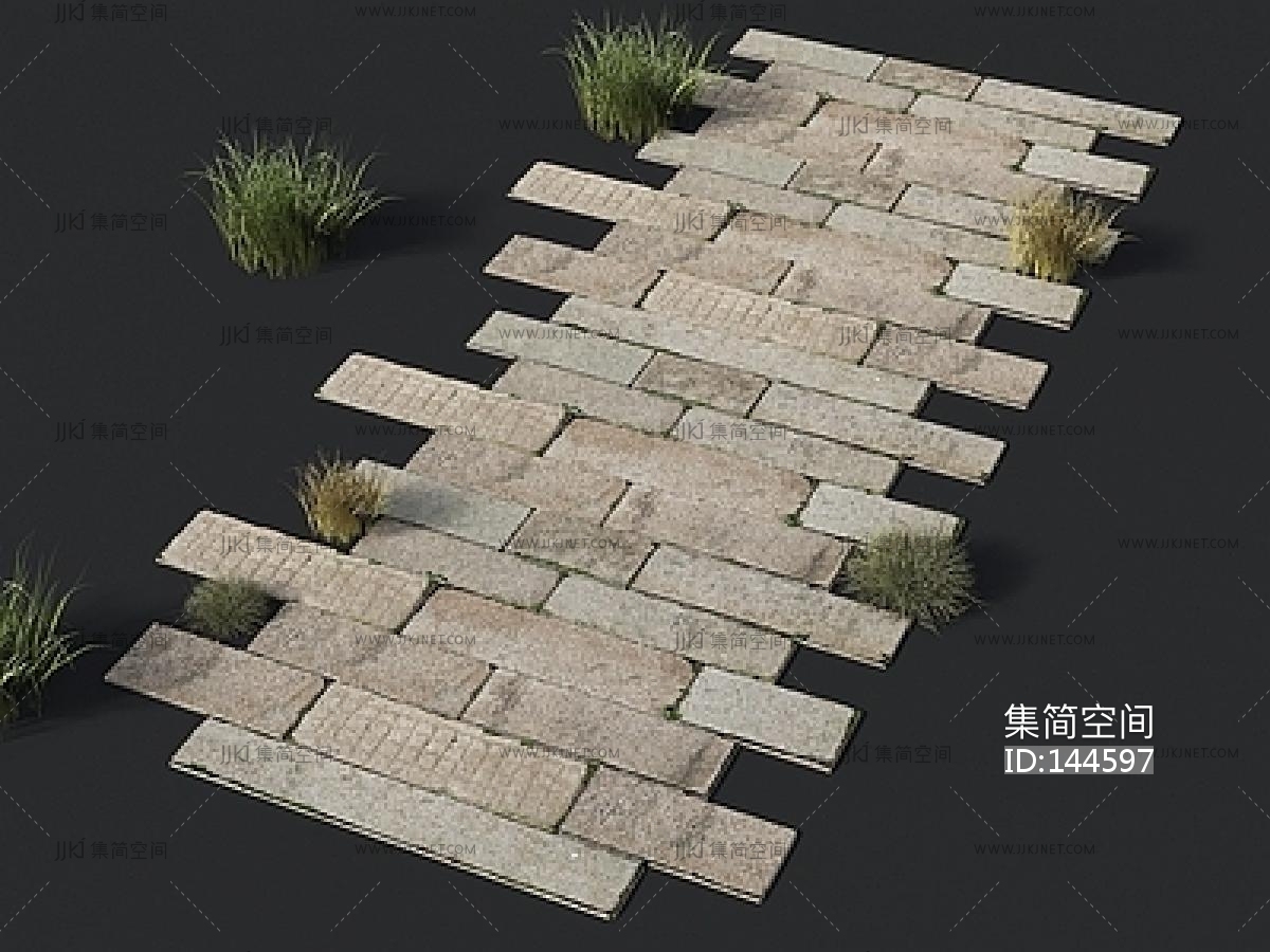 现代老石板路su模型su草图模型下载 【集简空间】「每日更新」
