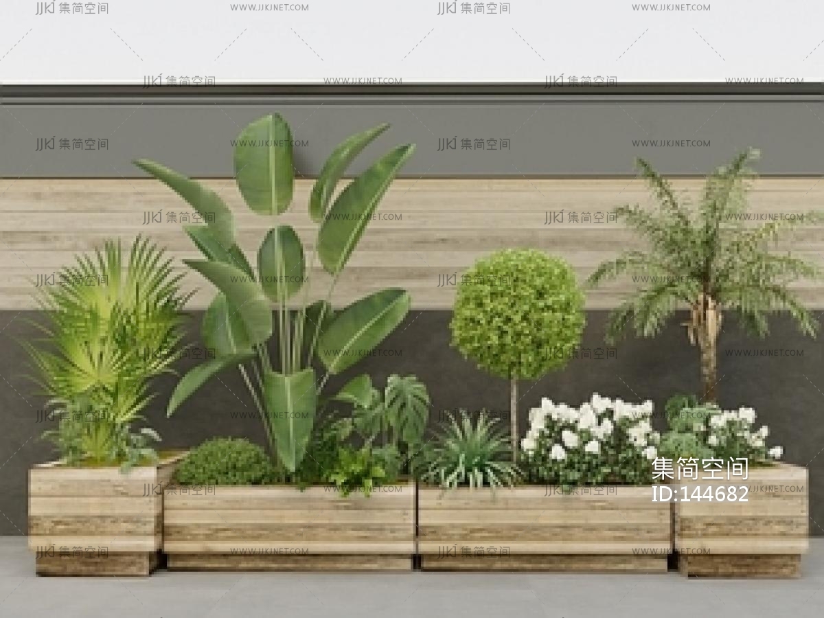 植物组合，花槽su模型su草图模型下载 【集简空间】「每日更新」