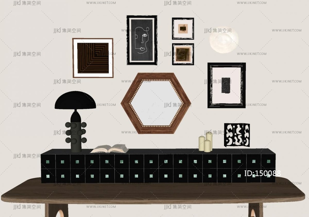 中古挂画中古风装饰画组合画摆件su模型 Su草图模型下载 【集简空间】「每日更新」