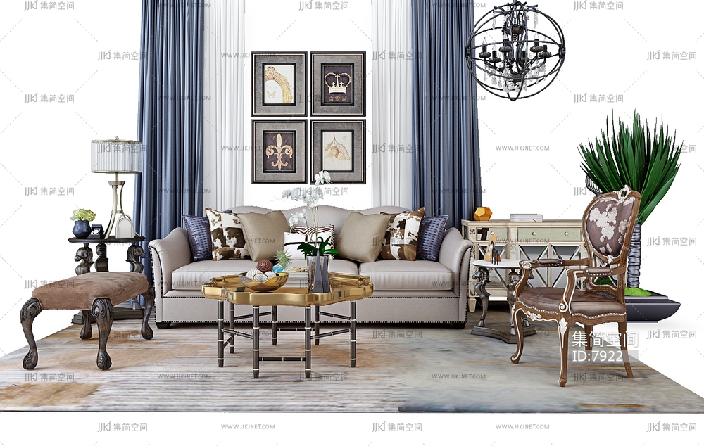 lg-010欧式沙发20113d模型下载-【集简空间】「每日更新」