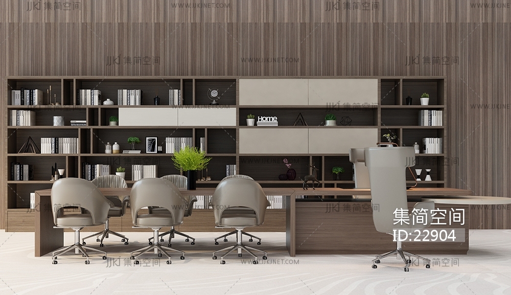 Z25-0212现代总经理办公室书柜老板台办公椅3d模型下载-【集简空间】「每日更新」