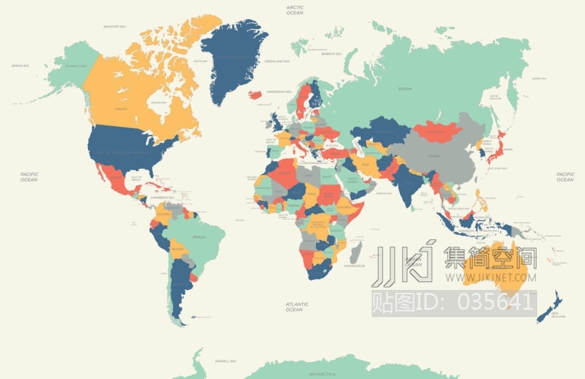 现代欧式美式世界地图城市地图图案壁纸壁布墙绘 b (5)材质贴图下载-【集简空间】「每日更新」