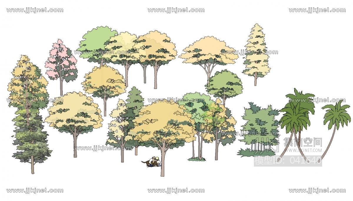 32 景观手绘风格植物树 【集简空间】3d模型su模型贴图草图模型「免费下载每日更新」