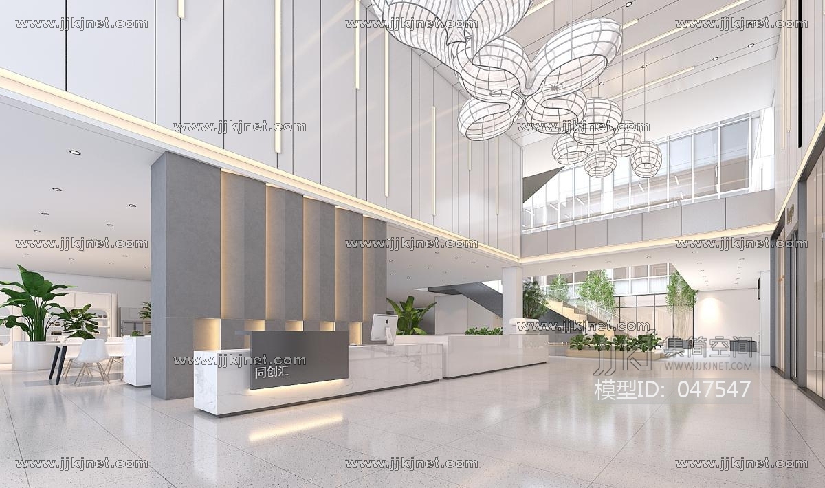 Z15 0619办公接待大厅前台前厅接待服务台吊灯 【集简空间】3d模型su模型贴图草图模型「免费下载每日更新」