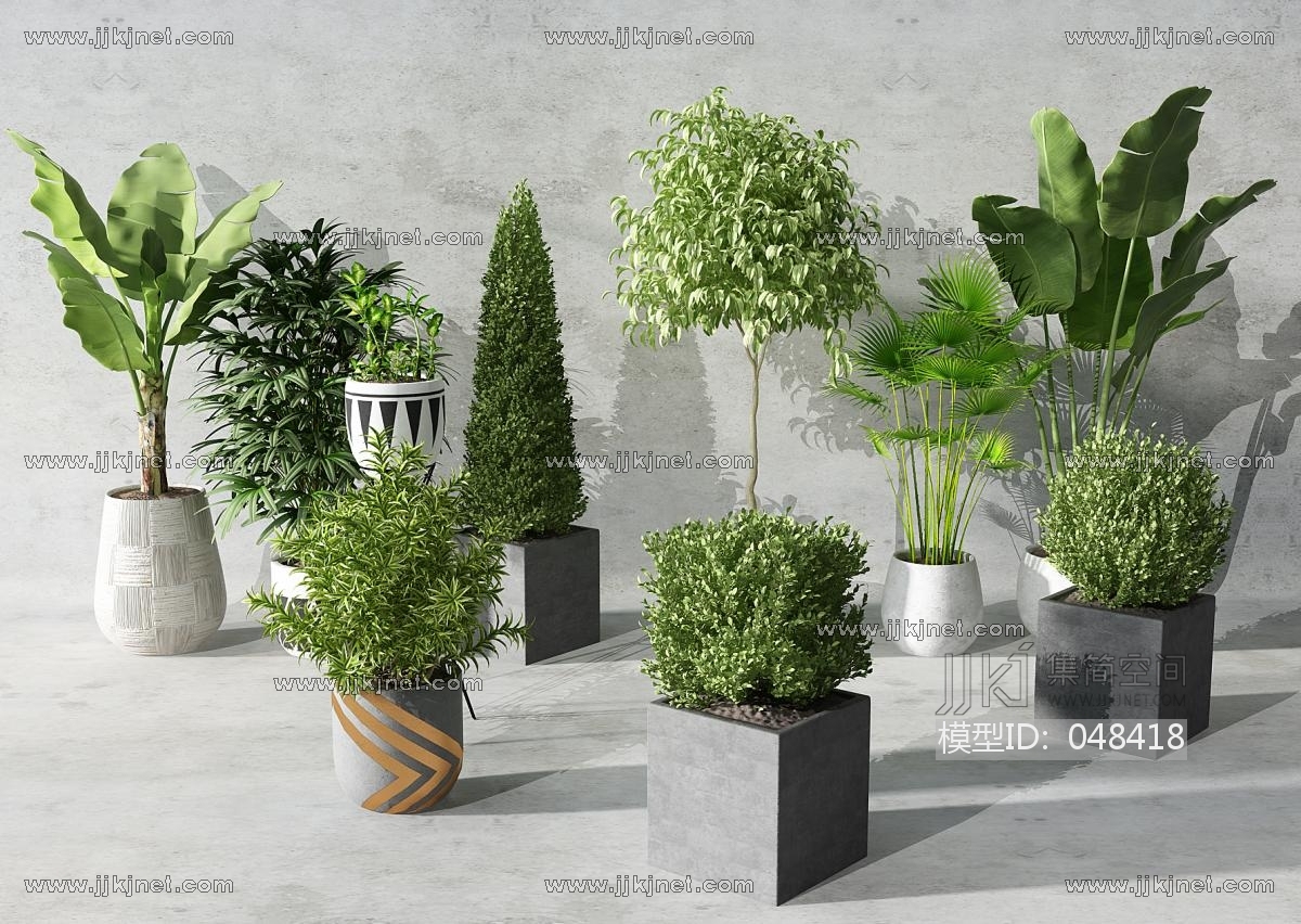 H93 0629植物盆景盆栽绿植花盆 【集简空间】3d模型su模型贴图草图模型「免费下载每日更新」