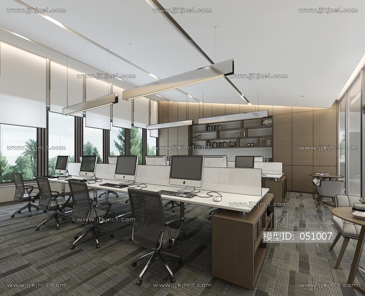 Z23 0621现代开敞办公员工工位办公桌 【集简空间】3d模型su模型贴图草图模型「免费下载每日更新」