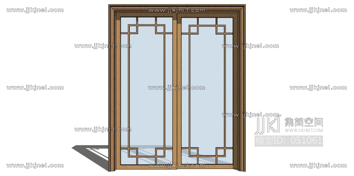 新中式玻璃花格推拉门门扇 Sketchup 【集简空间】3d模型su模型贴图草图模型「免费下载每日更新」