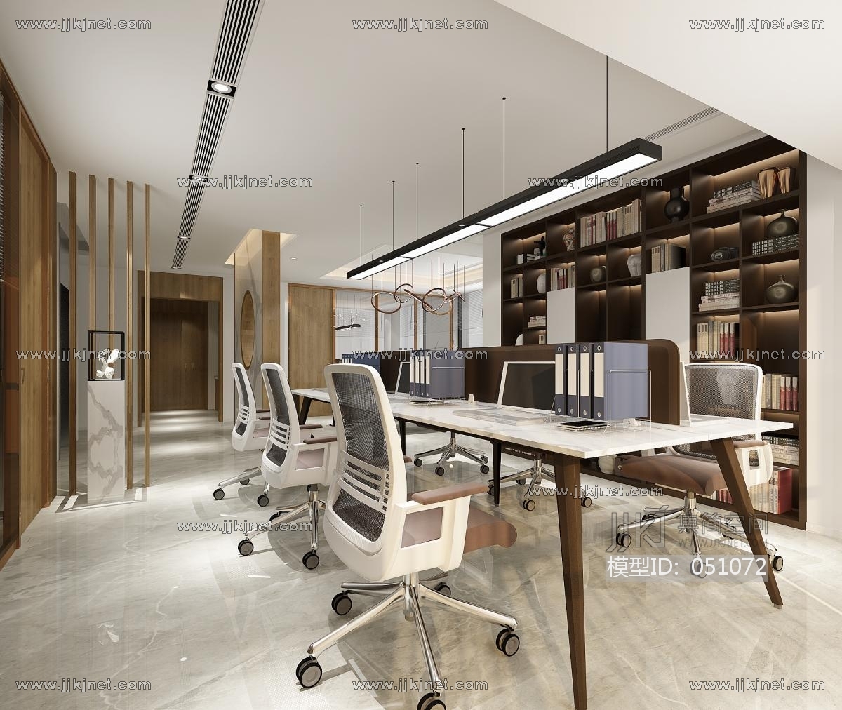 Z16-0522现代办公室员工工位书柜3d模型下载-【集简空间】「每日更新」