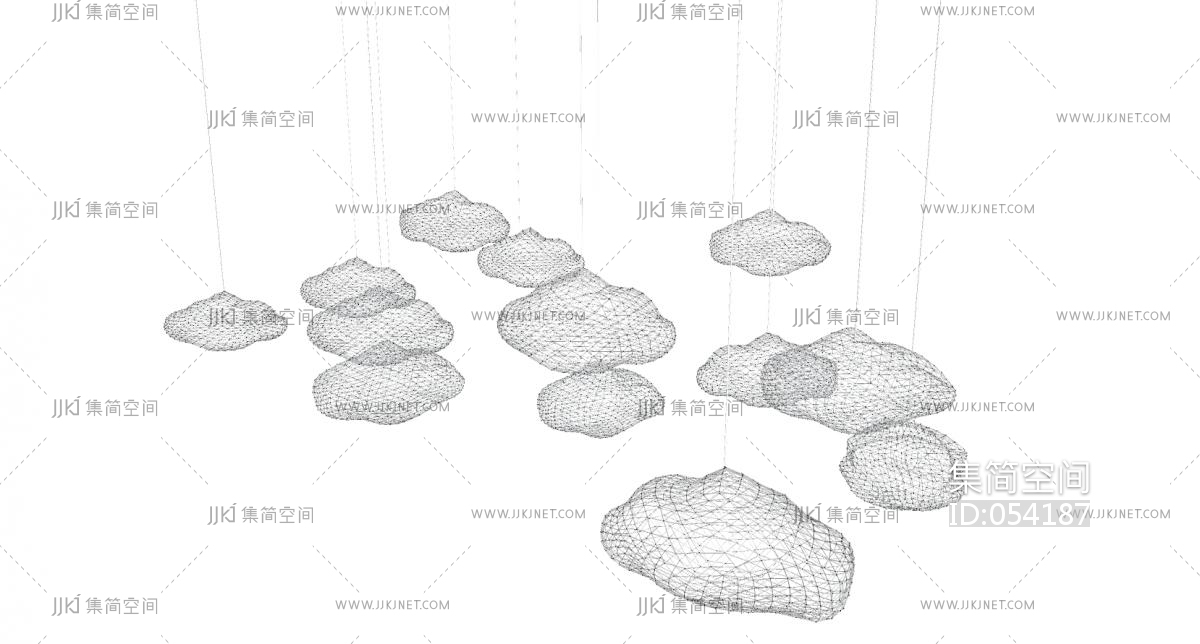 17现代新中式云朵棉花铁网金属吊灯sketchup 【集简空间】3d模型su模型贴图草图模型「免费下载每日更新」