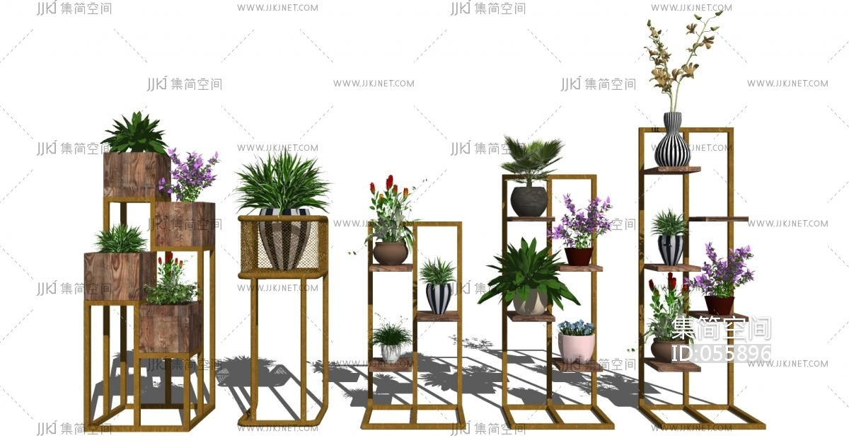 25现代摆件植物盆栽花架盆栽阳台植物 【集简空间】3d模型su模型贴图草图模型「免费下载每日更新」