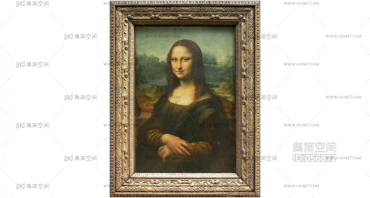 05欧式古典蒙娜丽莎的微笑装饰画画框su草图模型下载-【集简空间】「每日更新」