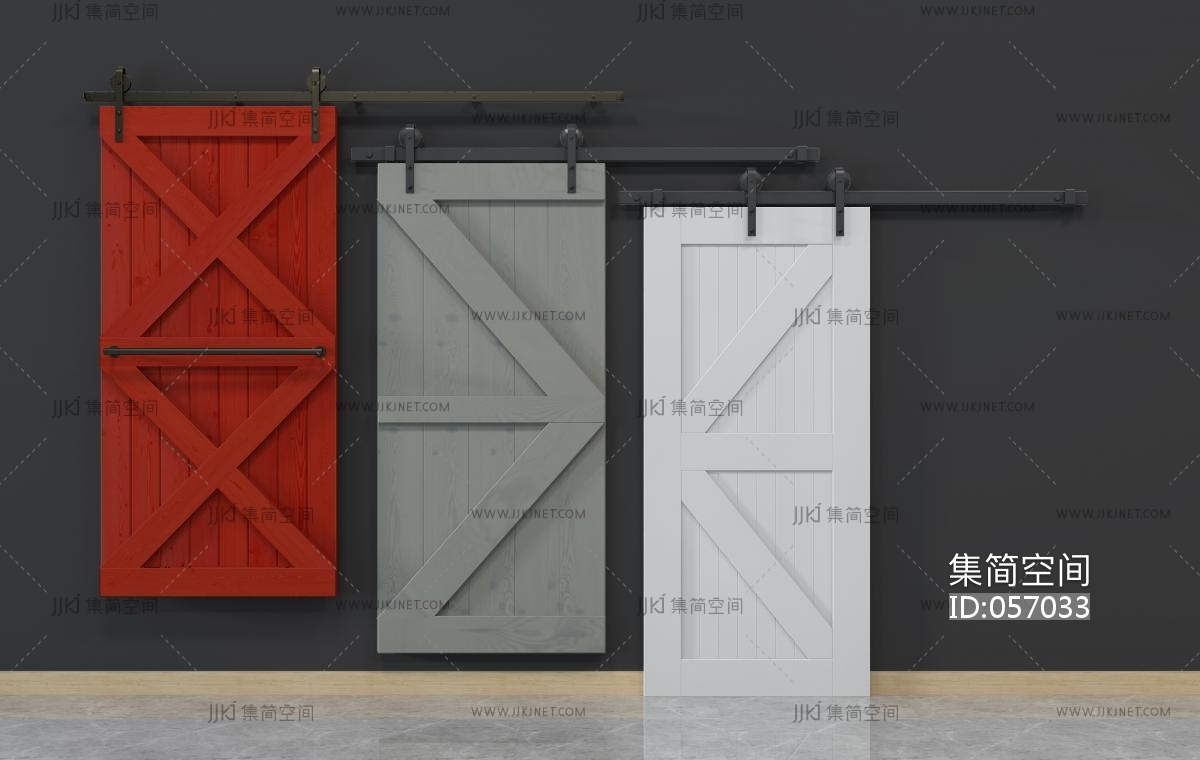 H105 0730谷仓门仓库吊轨滑轨门 【集简空间】3d模型su模型贴图草图模型「免费下载每日更新」