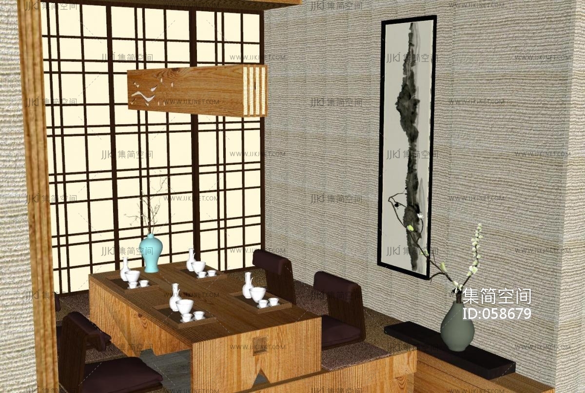 029日式中式泰式榻榻米茶室su草图模型下载 【集简空间】「每日更新」