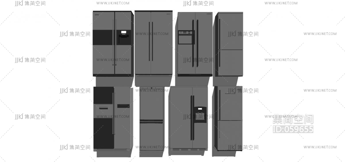 110现代冰箱组合1 【集简空间】3d模型su模型贴图草图模型「免费下载每日更新」
