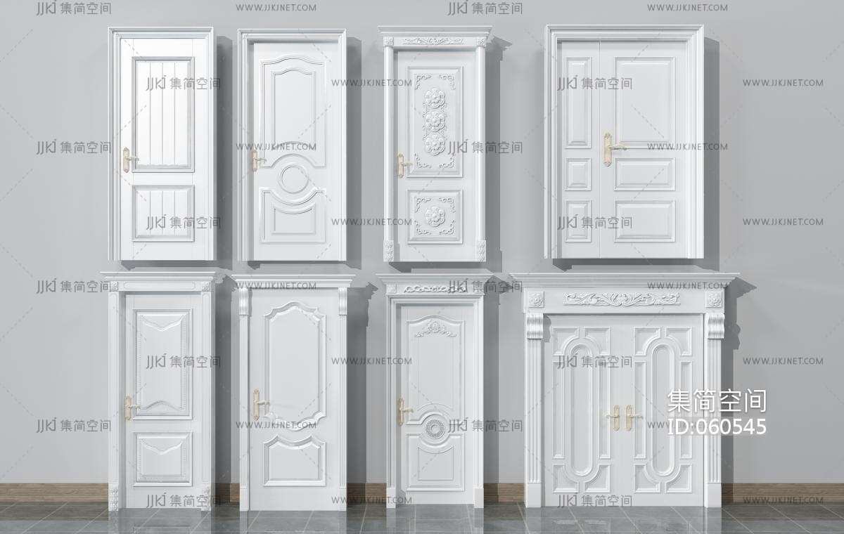 欧式法式木门入户门子母门门把手 【集简空间】3d模型su模型贴图草图模型「免费下载每日更新」