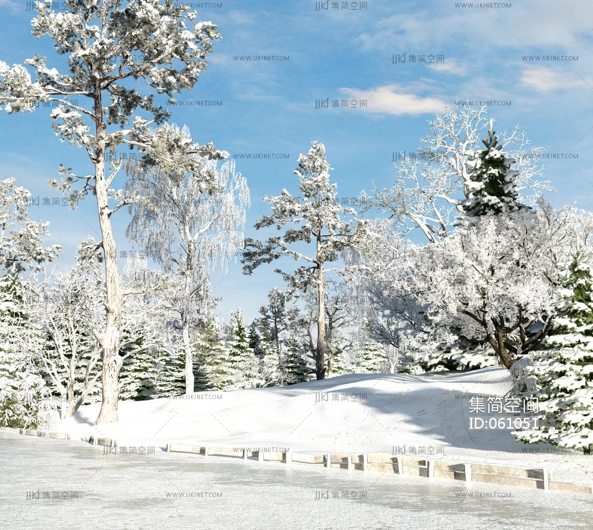 树林雪景树 【集简空间】3d模型su模型贴图草图模型「免费下载每日更新」