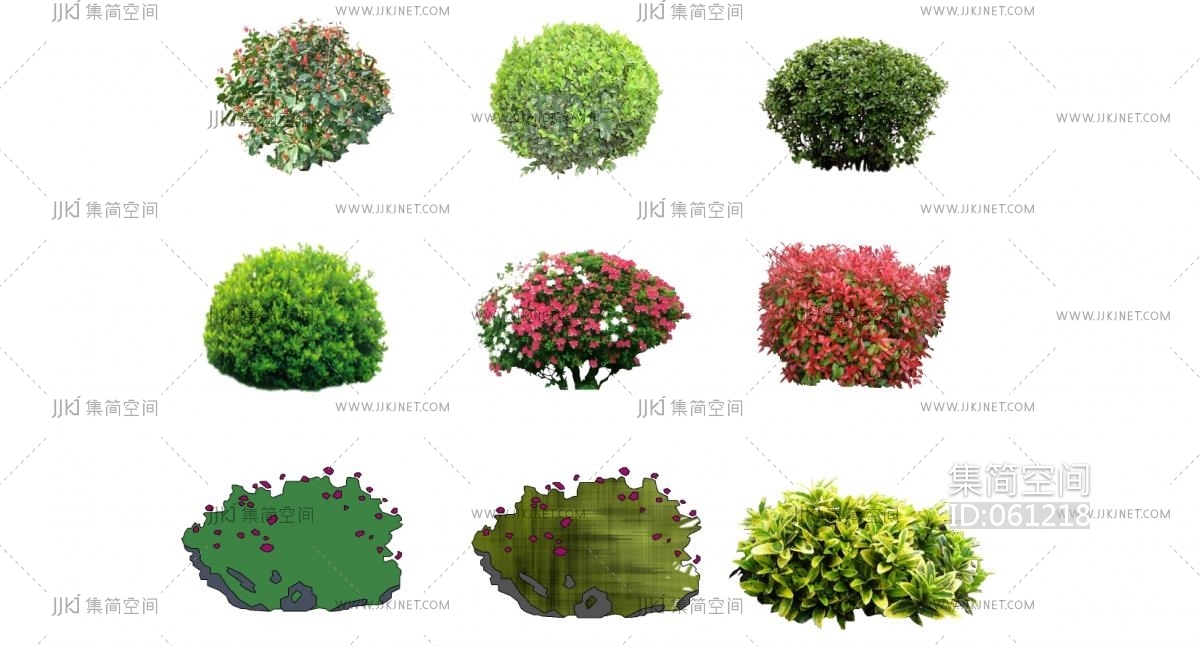 室外园林2d景观树灌木 【集简空间】3d模型su模型贴图草图模型「免费下载每日更新」
