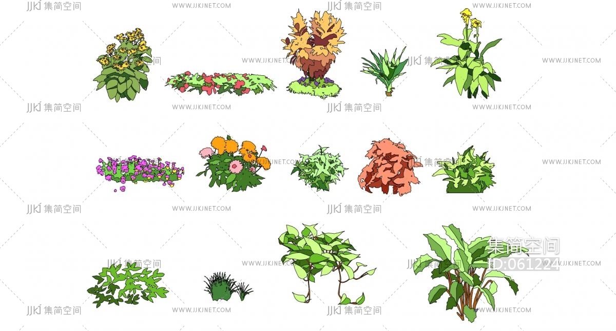 室外园林2d景观树花草 【集简空间】3d模型su模型贴图草图模型「免费下载每日更新」