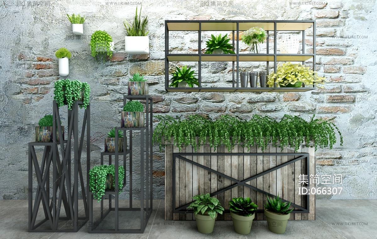 工业风植物花架绿植钢架阳台植物 【集简空间】3d模型su模型贴图草图模型「免费下载每日更新」