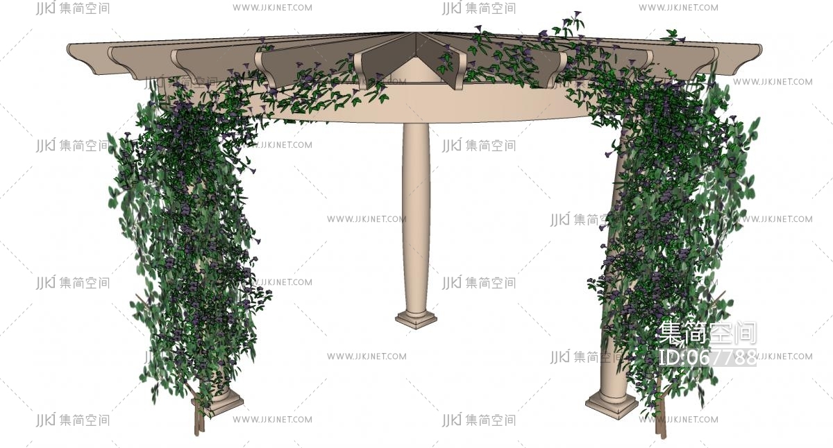 17欧式景观廊架凉亭藤蔓植物 【集简空间】3d模型su模型贴图草图模型「免费下载每日更新」
