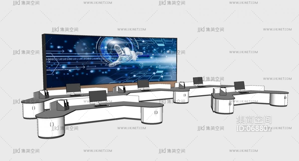 07监控室指挥中心 【集简空间】3d模型su模型贴图草图模型「免费下载每日更新」