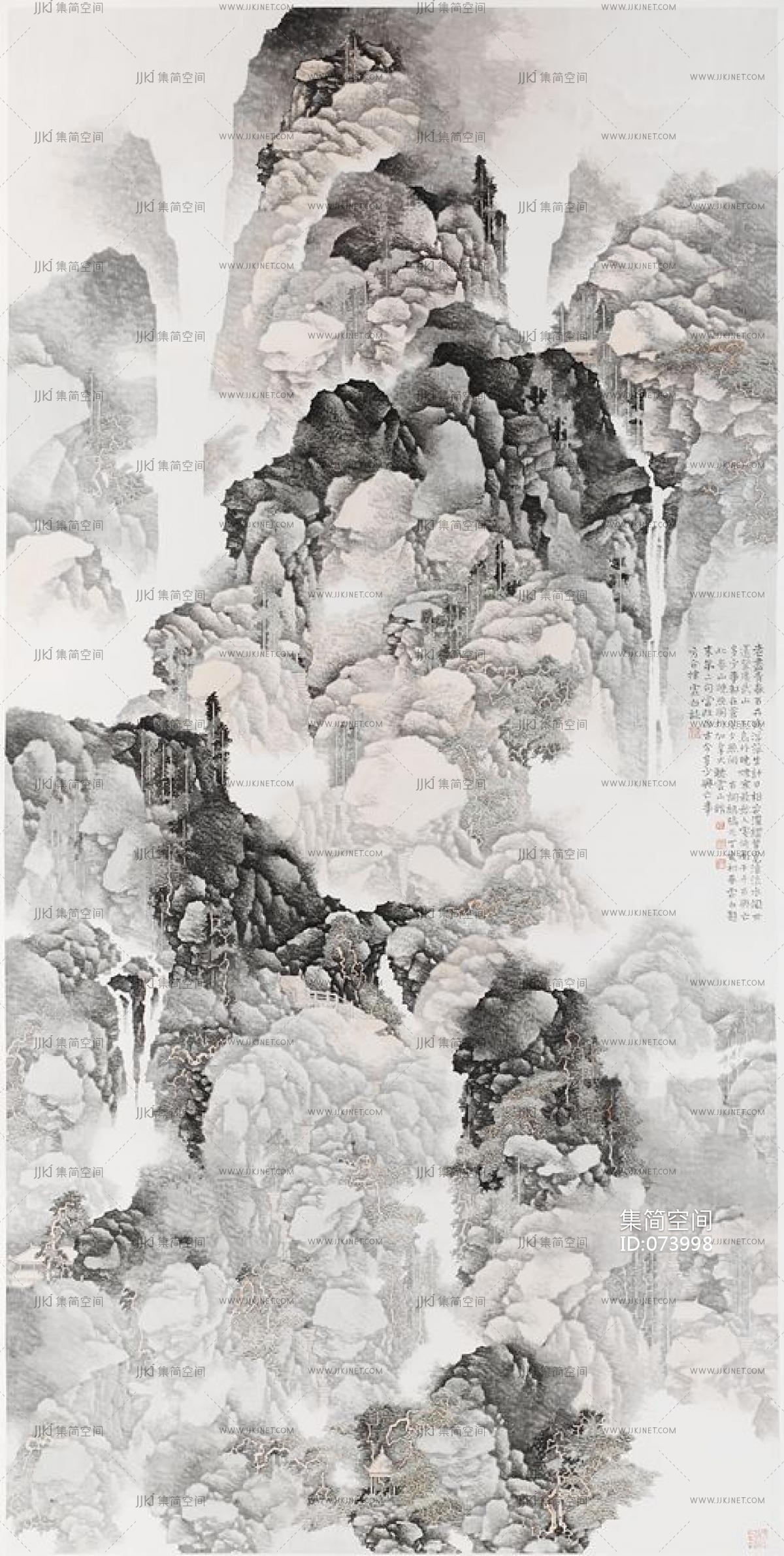 新中式抽象山水装饰画挂画 字画 1 【集简空间】3d模型su模型贴图草图模型「免费下载每日更新」